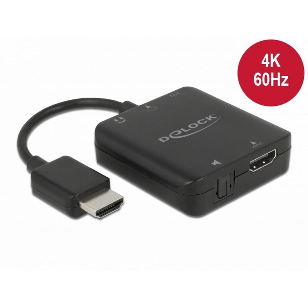 Delock HDMI hljóðúttakari 4K 60 Hz með S/PDIF og 3.5mm jack tengi